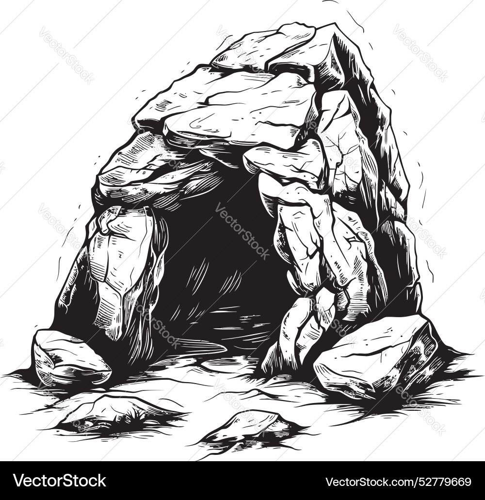 Archaic artistry prehistoric cave logo design Vector Image