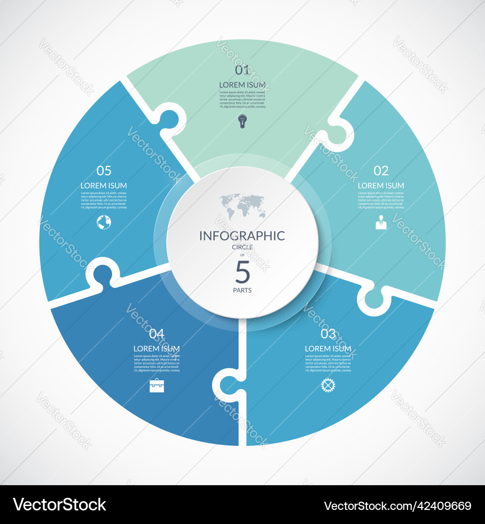 Cycle diagram with 5 parts options Royalty Free Vector Image