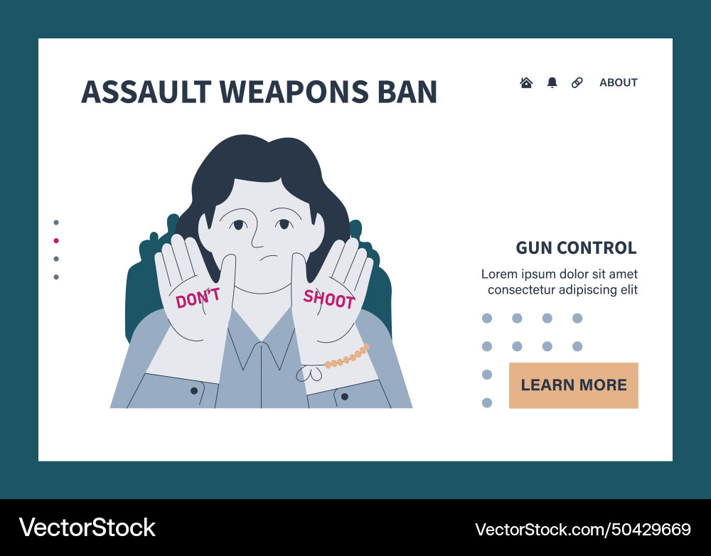 Gun control web or landing set second amendment Vector Image