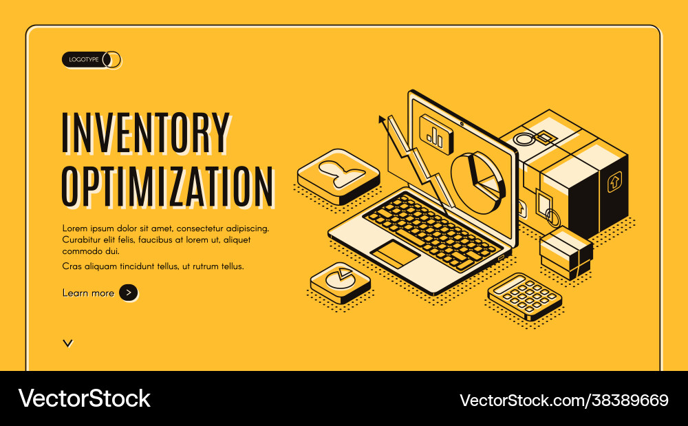 Inventory optimization isometric landing page Vector Image