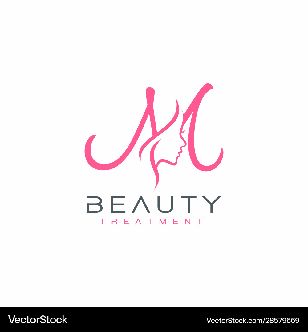 Letter m beauty face logo design icon Royalty Free Vector