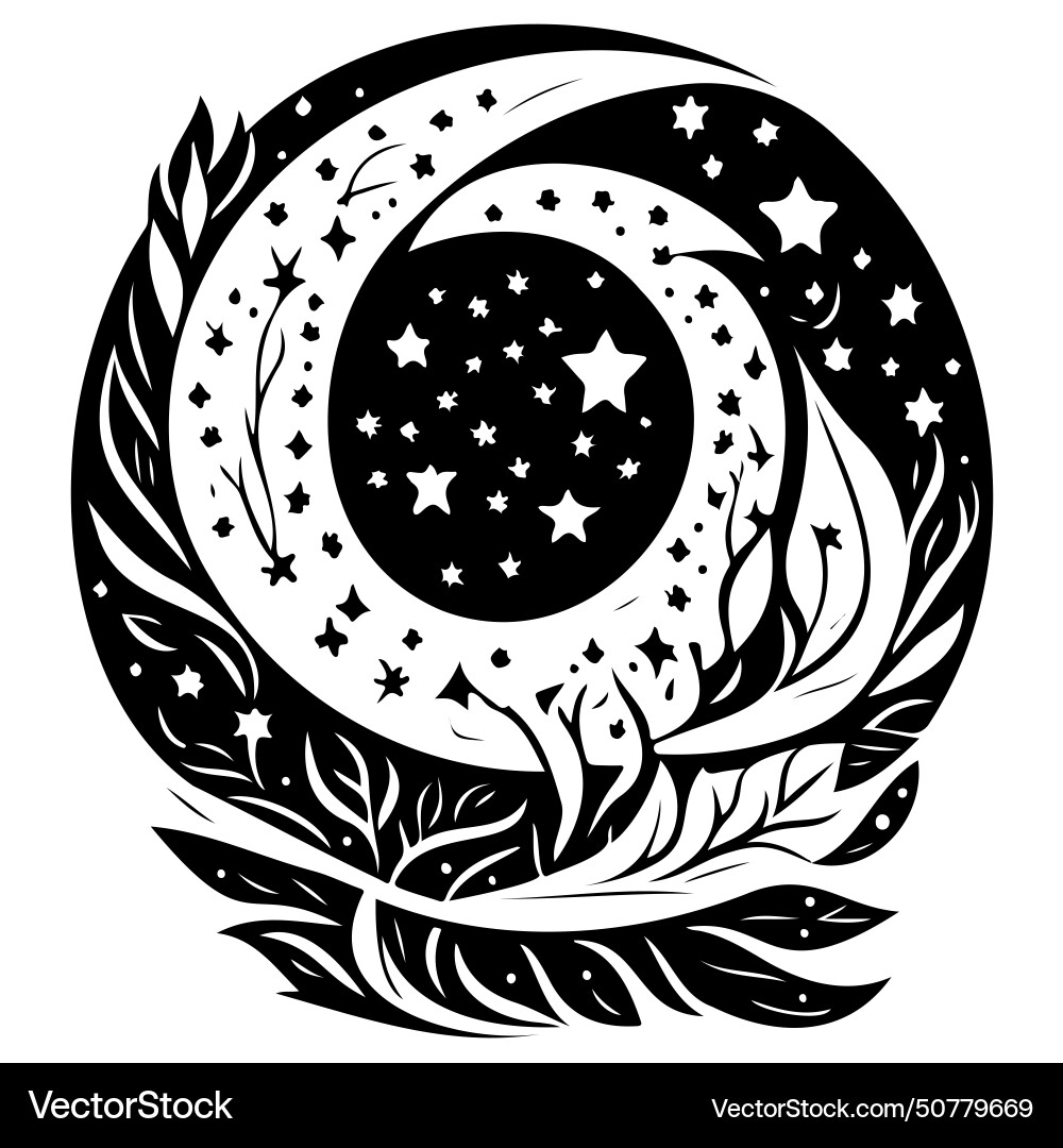 Moon star ramadan arabic islamic sketch draw Vector Image