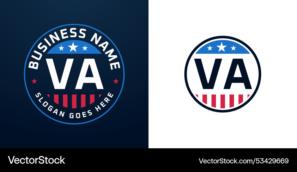 Patriotic va logo design letter Royalty Free Vector Image
