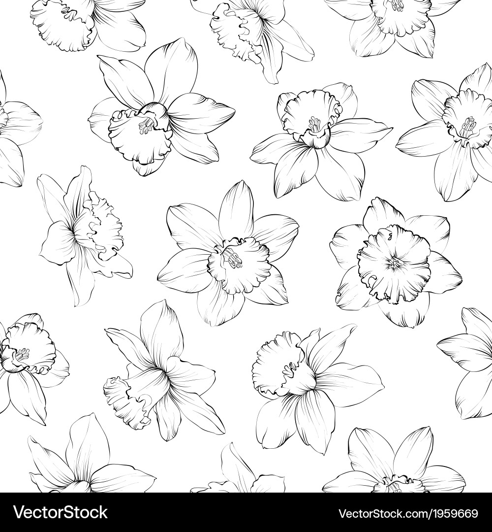 Seamless pattern with flowers narcissus Royalty Free Vector