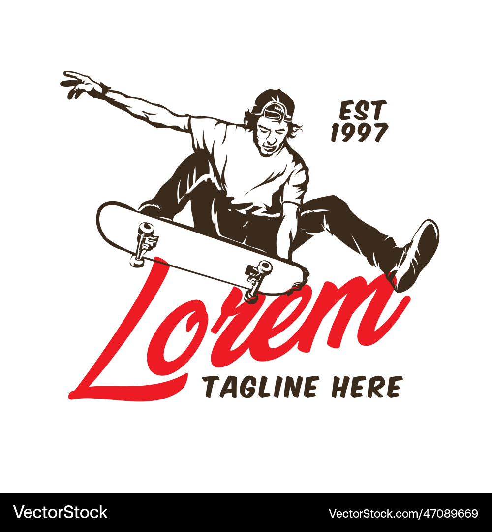 Skateboard sport logo Royalty Free Vector Image