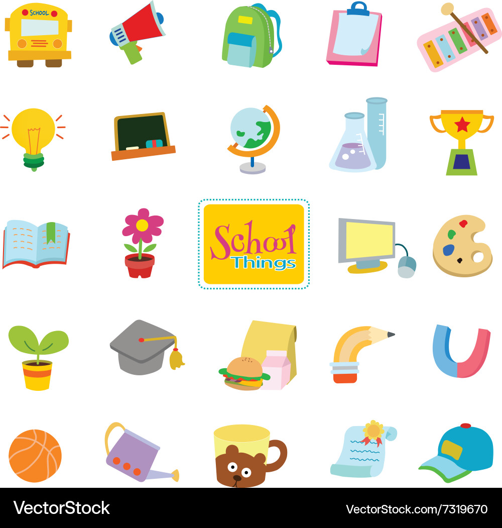 24 school things Royalty Free Vector Image - VectorStock