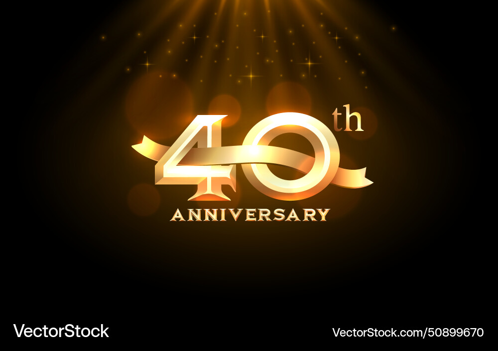 Anniversary 40th year golden celebration birthday Vector Image
