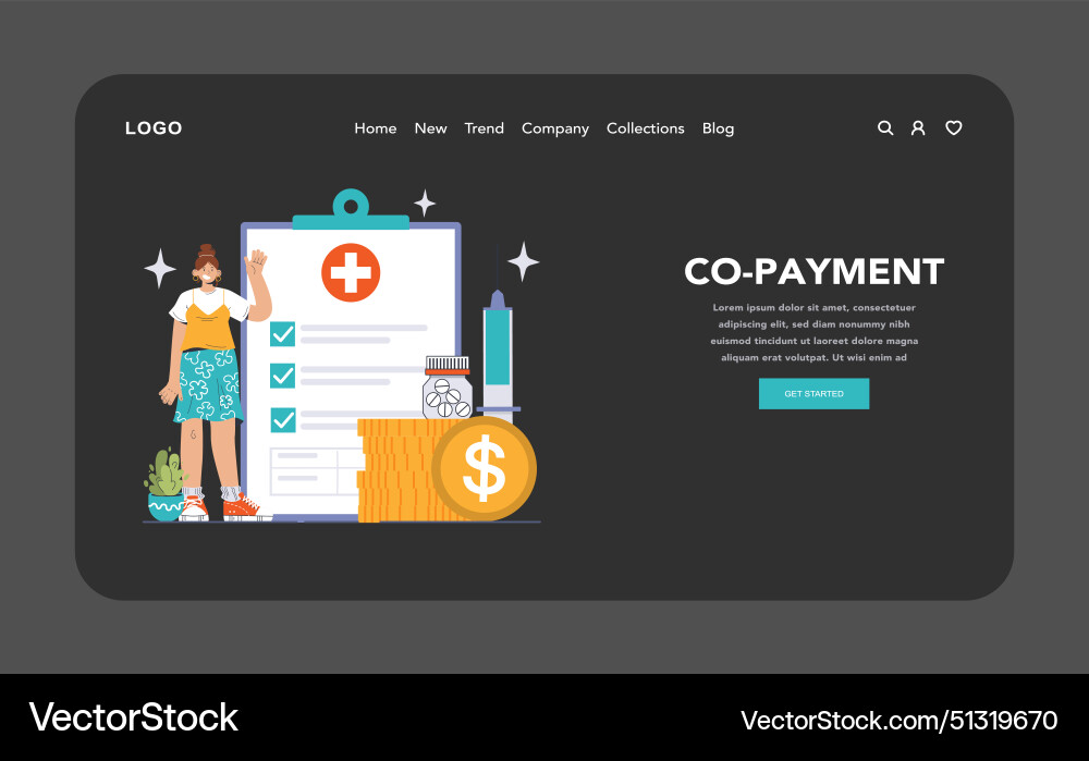 Co-payment concept flat Royalty Free Vector Image