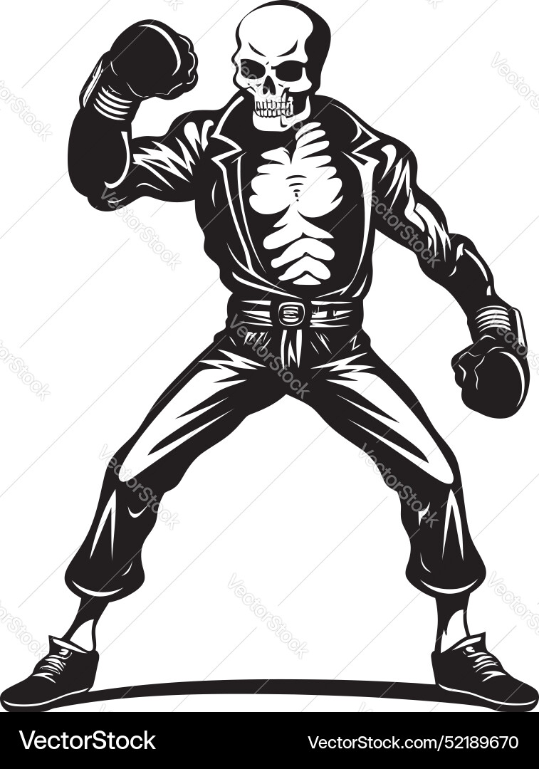 Deathly puncher skeleton boxing black logo design Vector Image