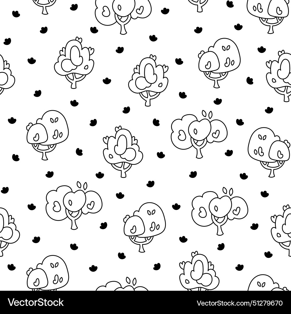 Deciduous tree seamless pattern coloring page Vector Image Deciduous tree seamless pattern coloring page Vector Image