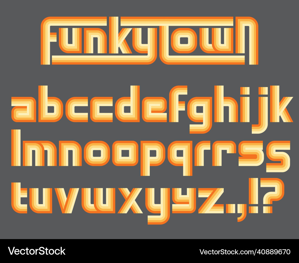 Funky colorful custom retro lettering alphabet Vector Image