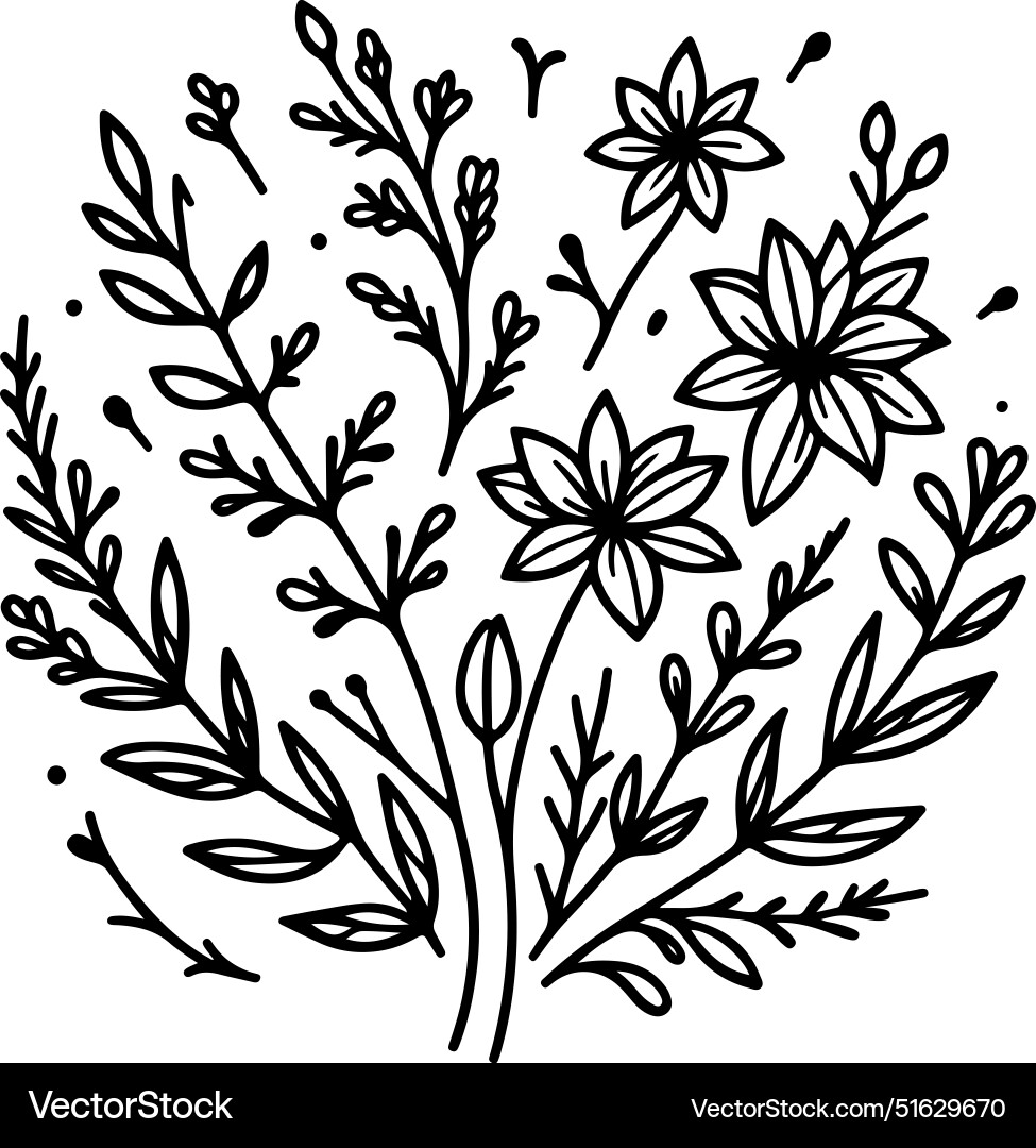 Hand drawn simple flower outline Royalty Free Vector Image
