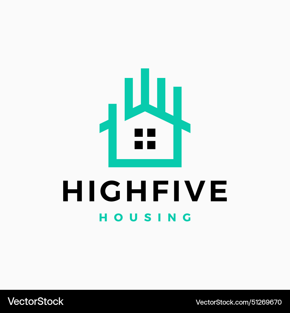 Home house hand care high five logo icon Vector Image