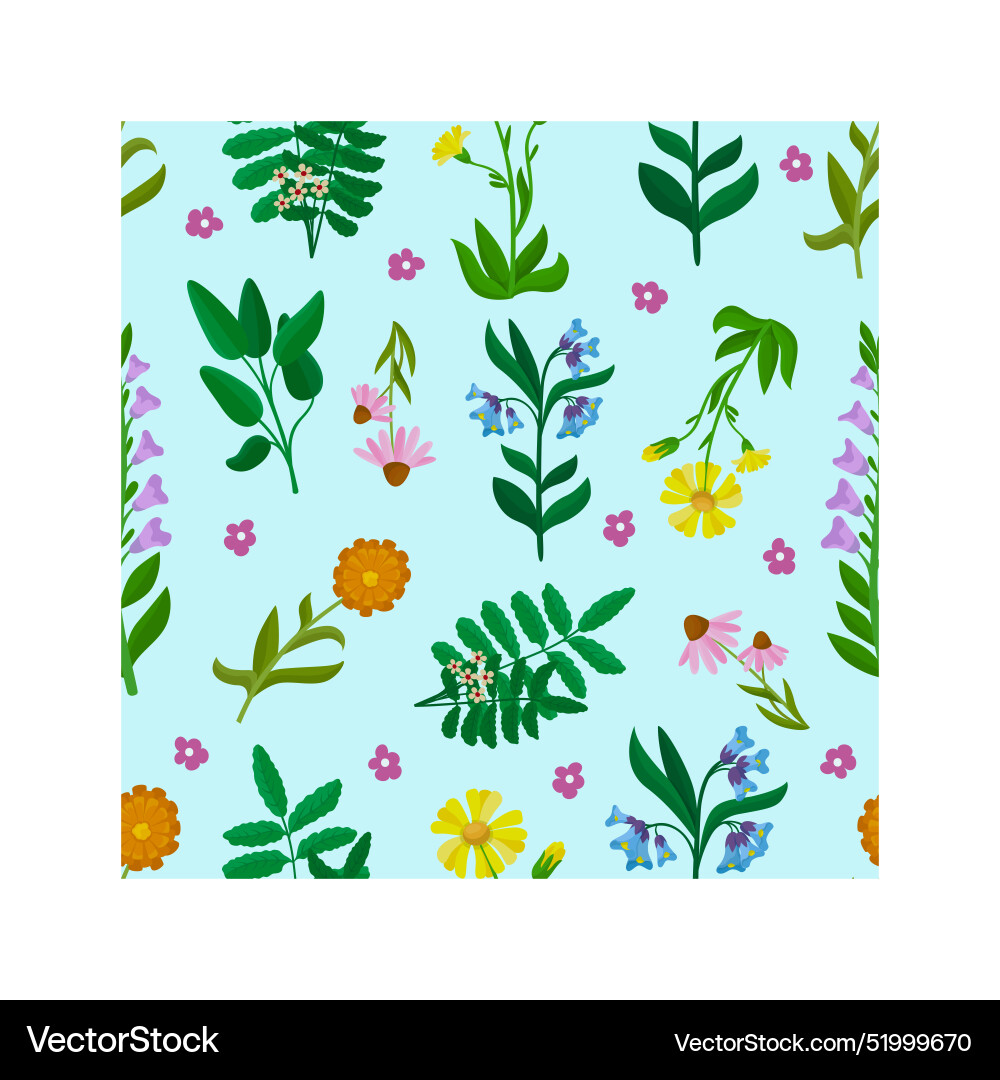 Medical plants seamless pattern healing plant Vector Image