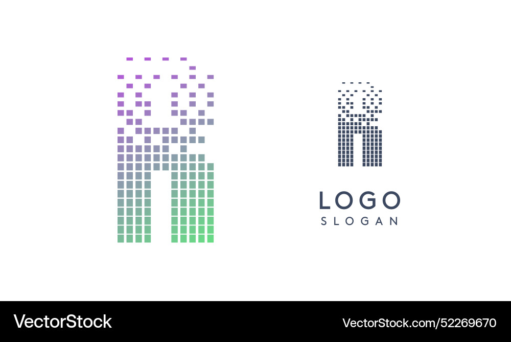 Pixelated letter r transitioning into scattered Vector Image