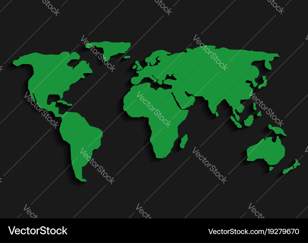 World Map - Green Outline Royalty Free Vector Image
