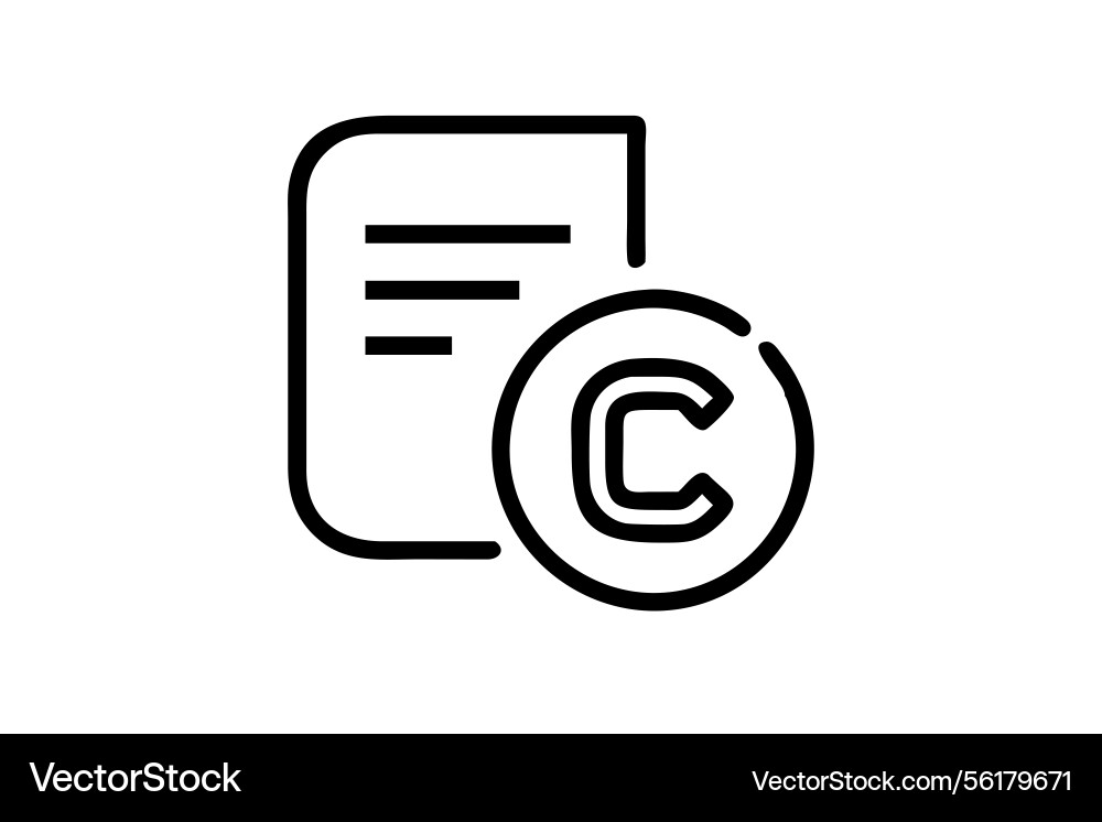 A clear and bold copyright symbol on document Vector Image