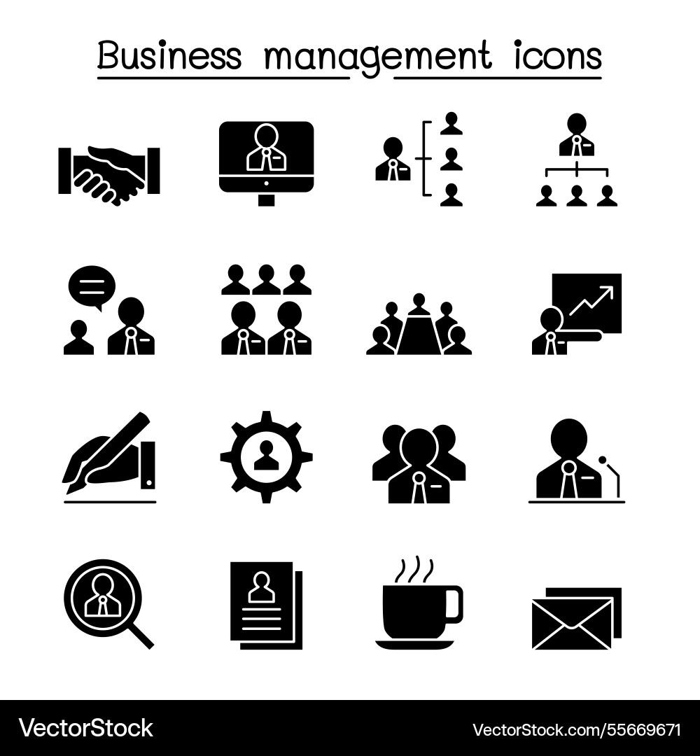 Business management and teamwork icon set Vector Image