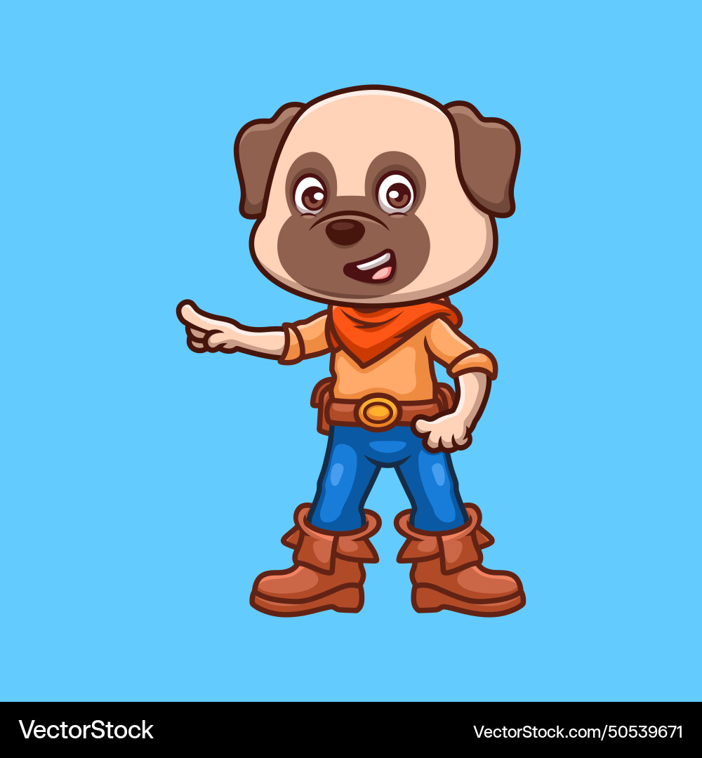 Cowboy pub dog cute cartoon character Royalty Free Vector