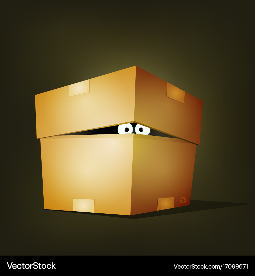 Creature inside birthday cardboard box Royalty Free Vector