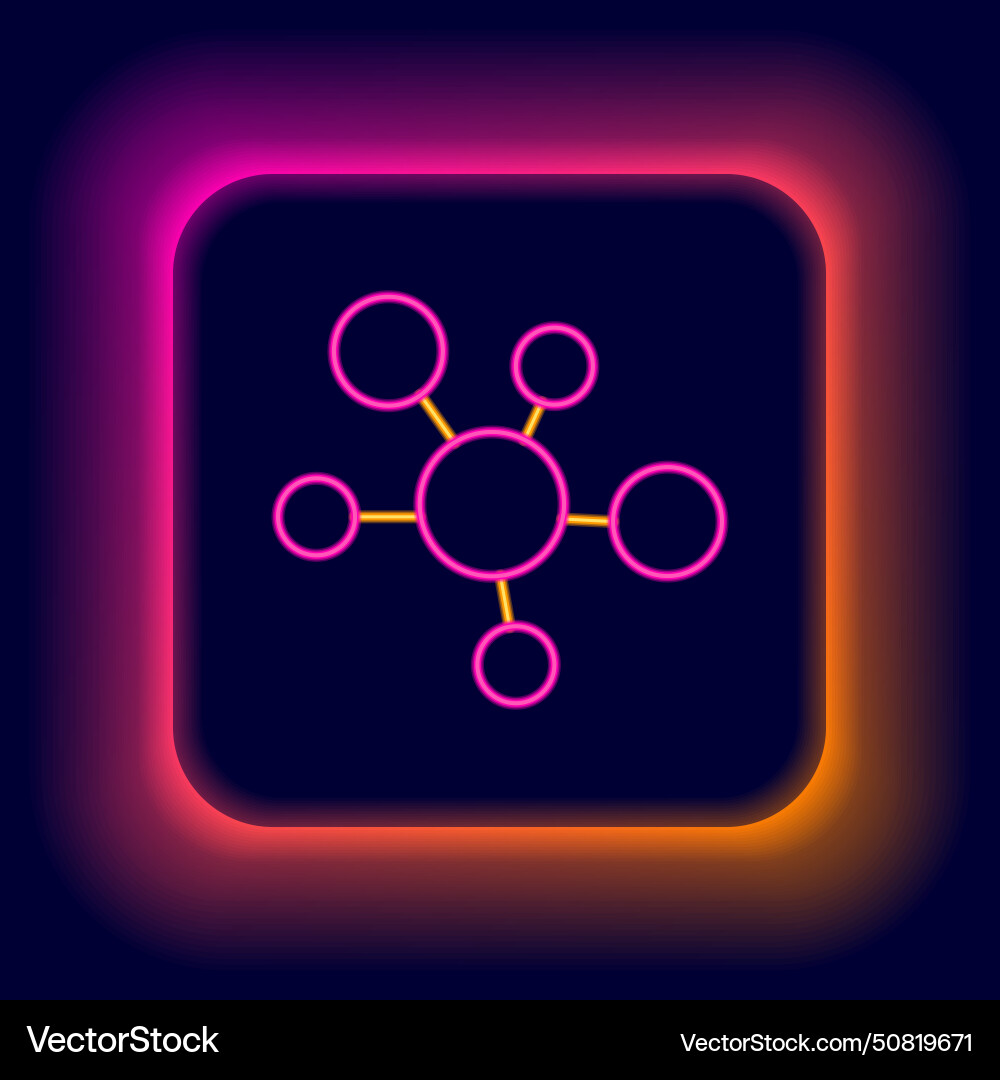 Glowing neon line mind map infographic icon Vector Image