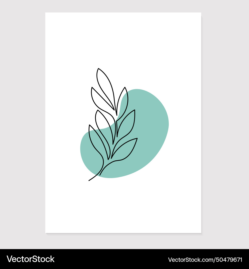 Line art poster with hand drawn leaves Royalty Free Vector
