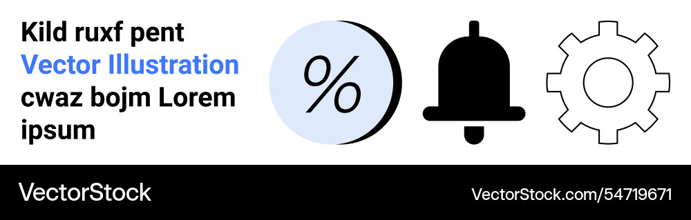 Percentage bell notification and gear settings Vector Image