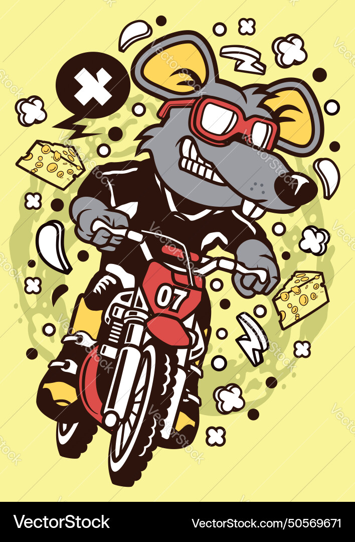 Rat motocross rider Royalty Free Vector Image - VectorStock