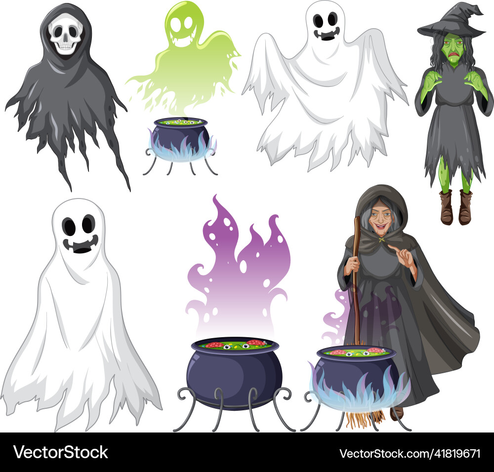 Set von Hexen und Zauberern Lizenzfreies Vektorbild