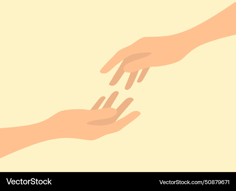 Two hands reach towards each other support Vector Image