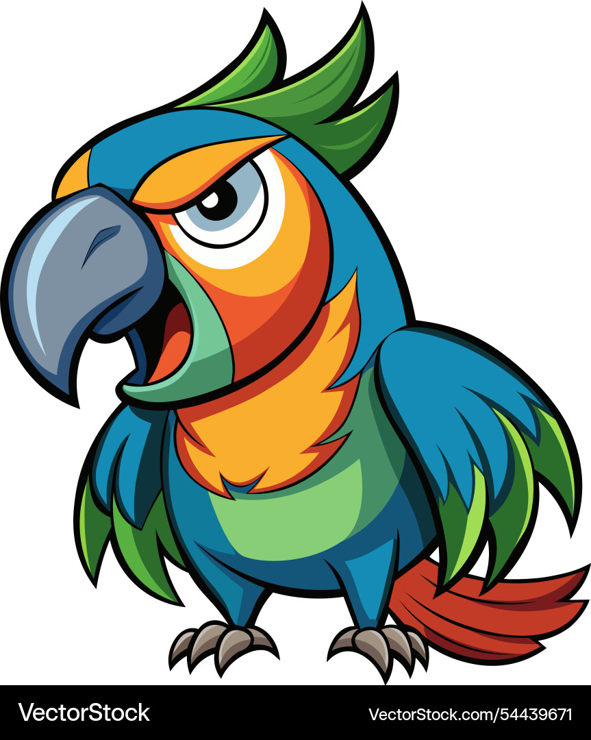 Vibrant angry parrot cartoon Royalty Free Vector Image