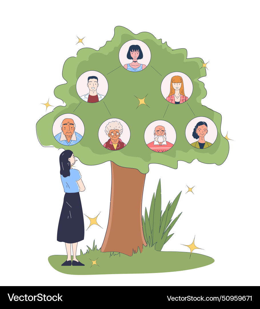 Woman with genealogic tree simple Royalty Free Vector Image