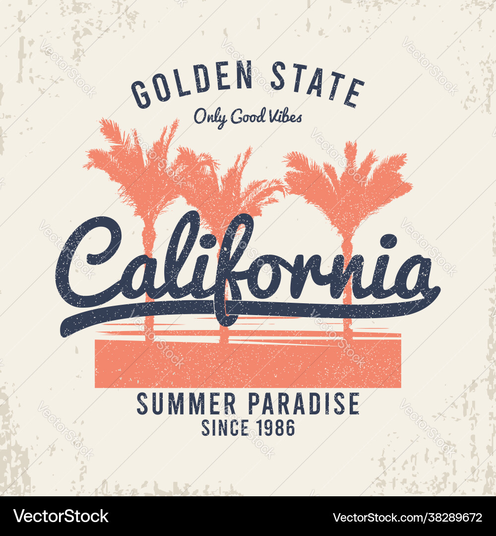 California Palm Tree Tee Royalty Free Vector Image