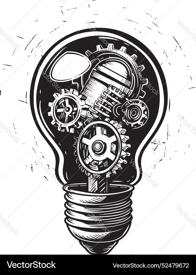 Clockwork radiance steampunk bulb icon industrial Vector Image