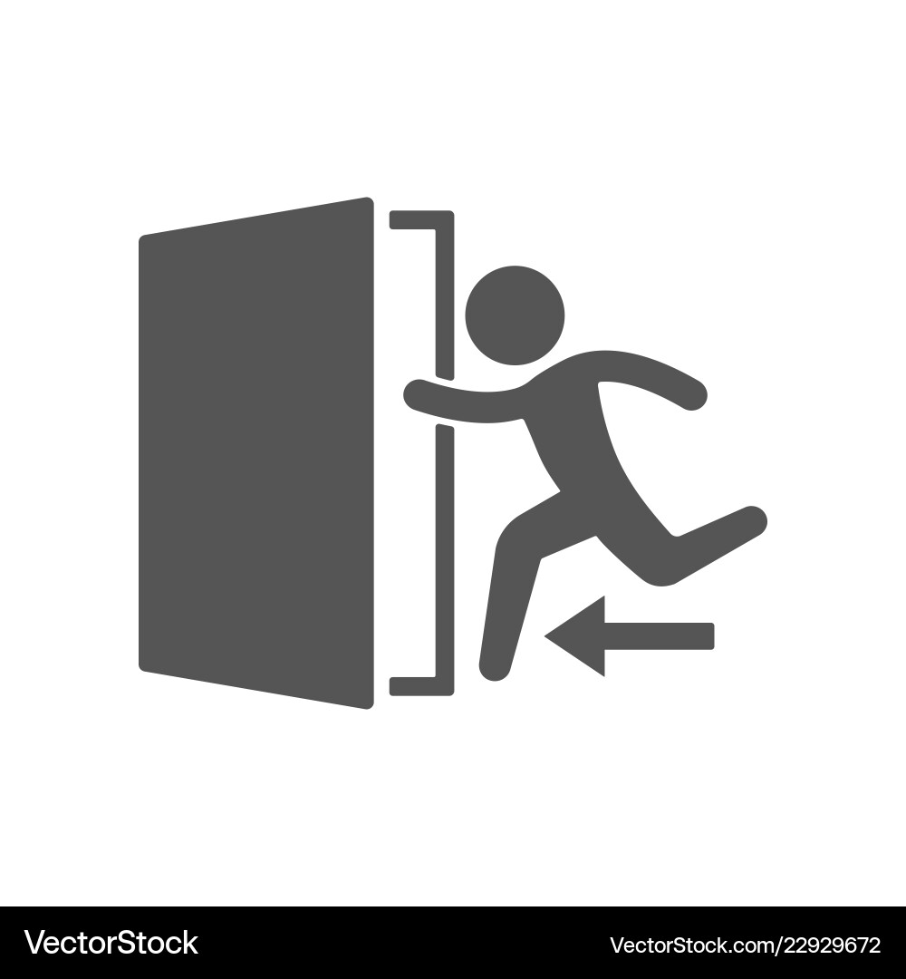 Emergency exit with human figure sign icon door Vector Image