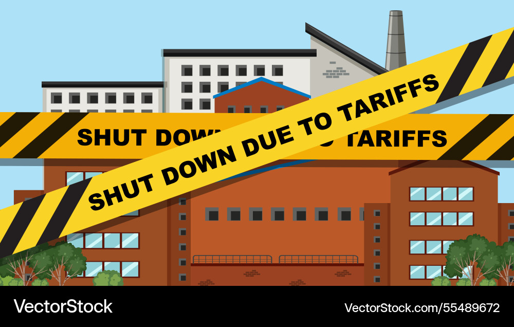 Factory shut down by tariffs Royalty Free Vector Image