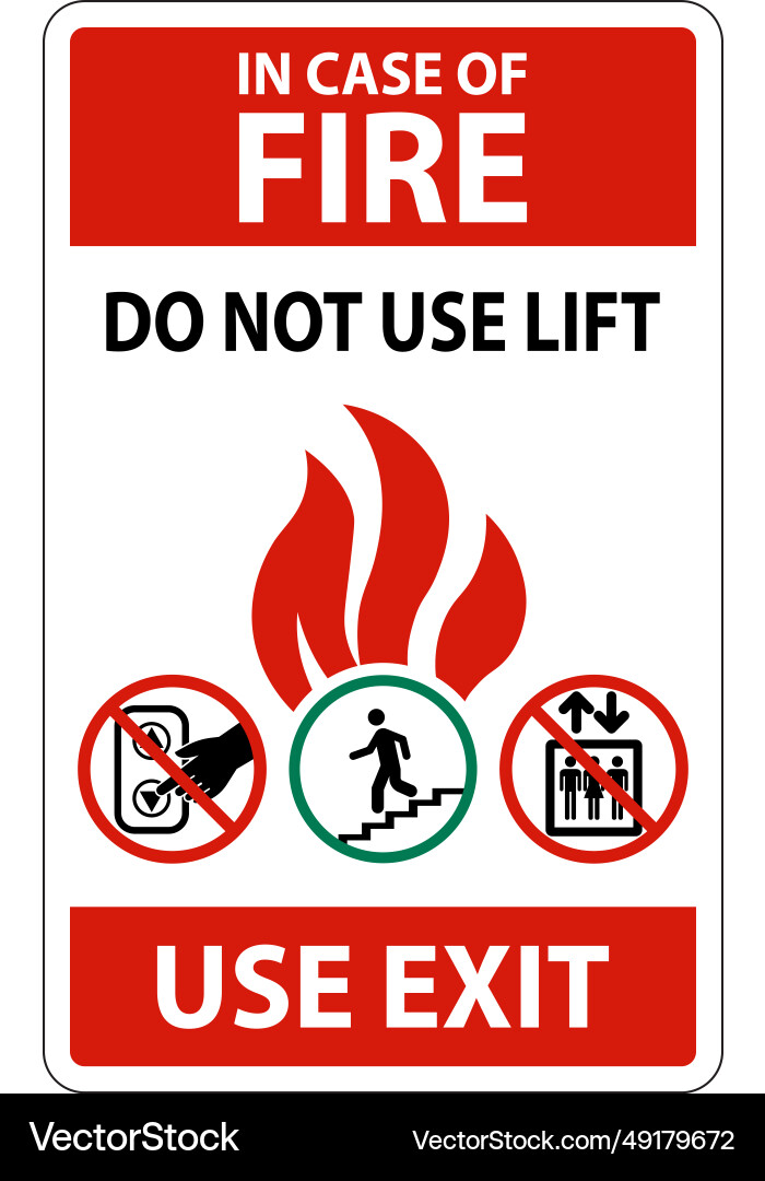 Fire Safety - Do Not Use Lift Royalty Free Vector Image
