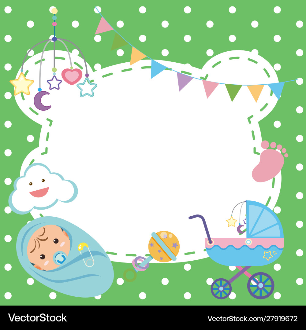 Frame template design with baby boy Royalty Free Vector