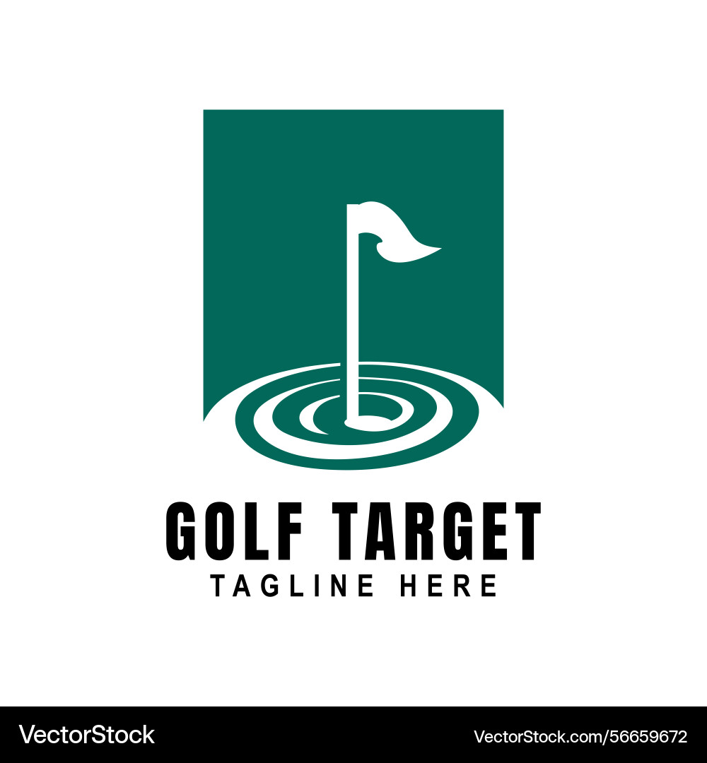 Golf target logo with flagstick and circular Vector Image