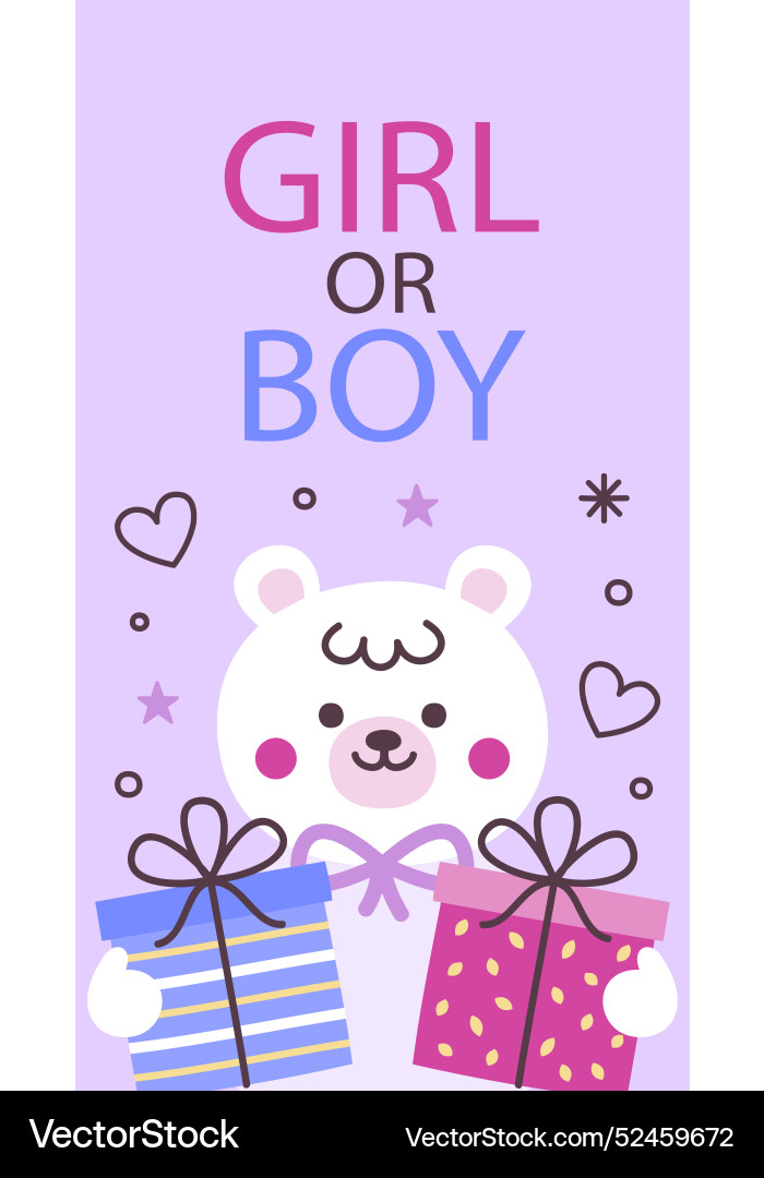Hand drawn gender reveal template Royalty Free Vector Image
