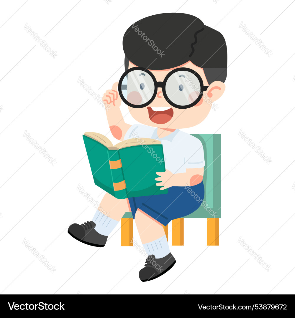 Kid boy sitting on the chair Royalty Free Vector Image
