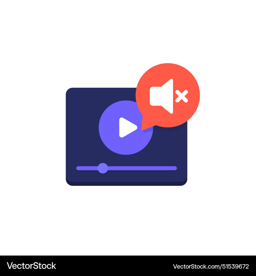 Mute video icon flat Royalty Free Vector Image