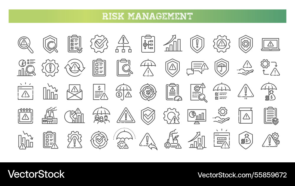 Risk management icon collection set Royalty Free Vector