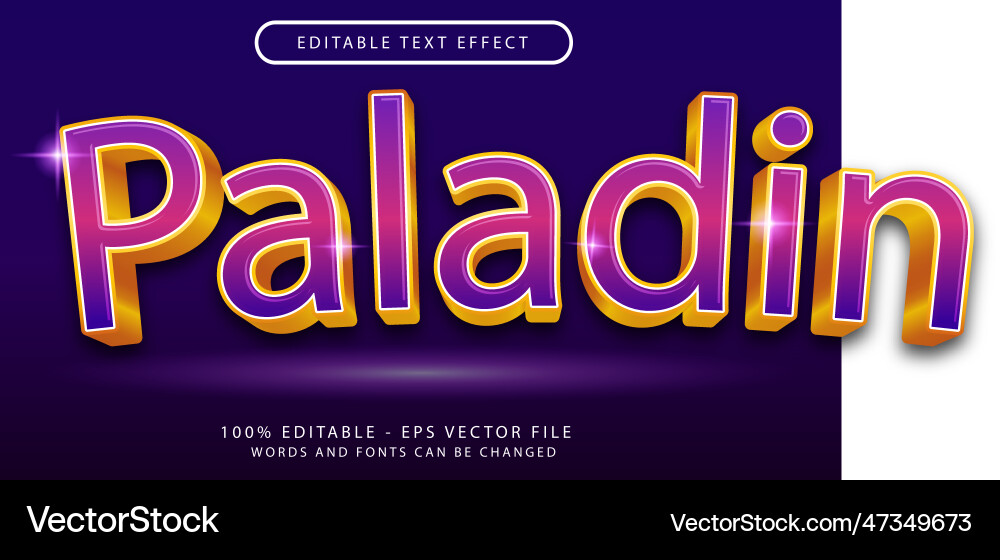 3D Paladin Text Effect Royalty Free Vector Image