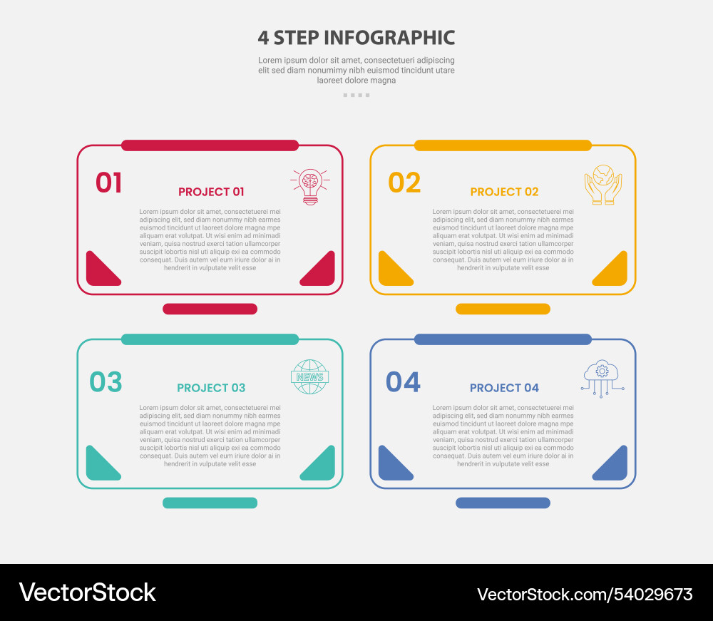 4 points template infographic outline style Vector Image