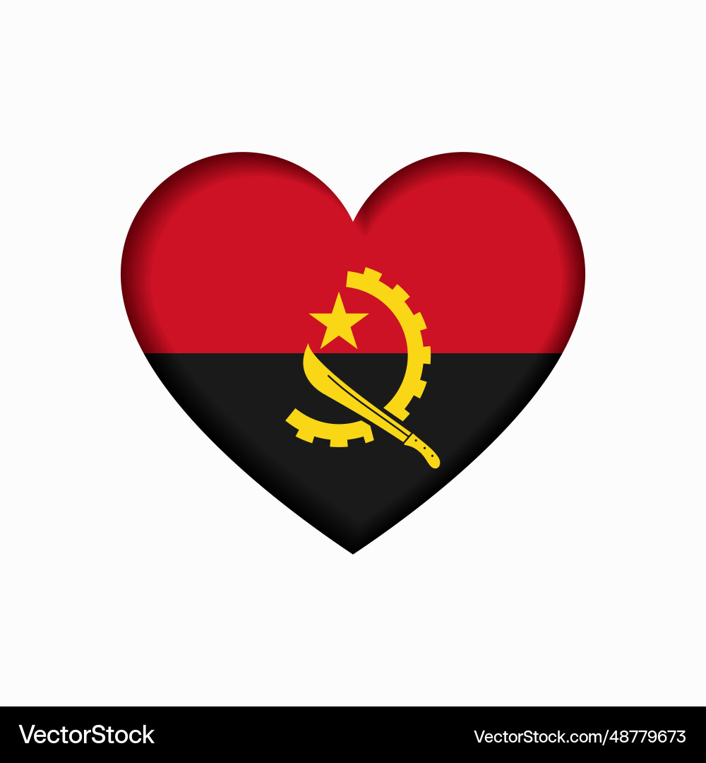 Angolan flag heart-shaped sign Royalty Free Vector Image