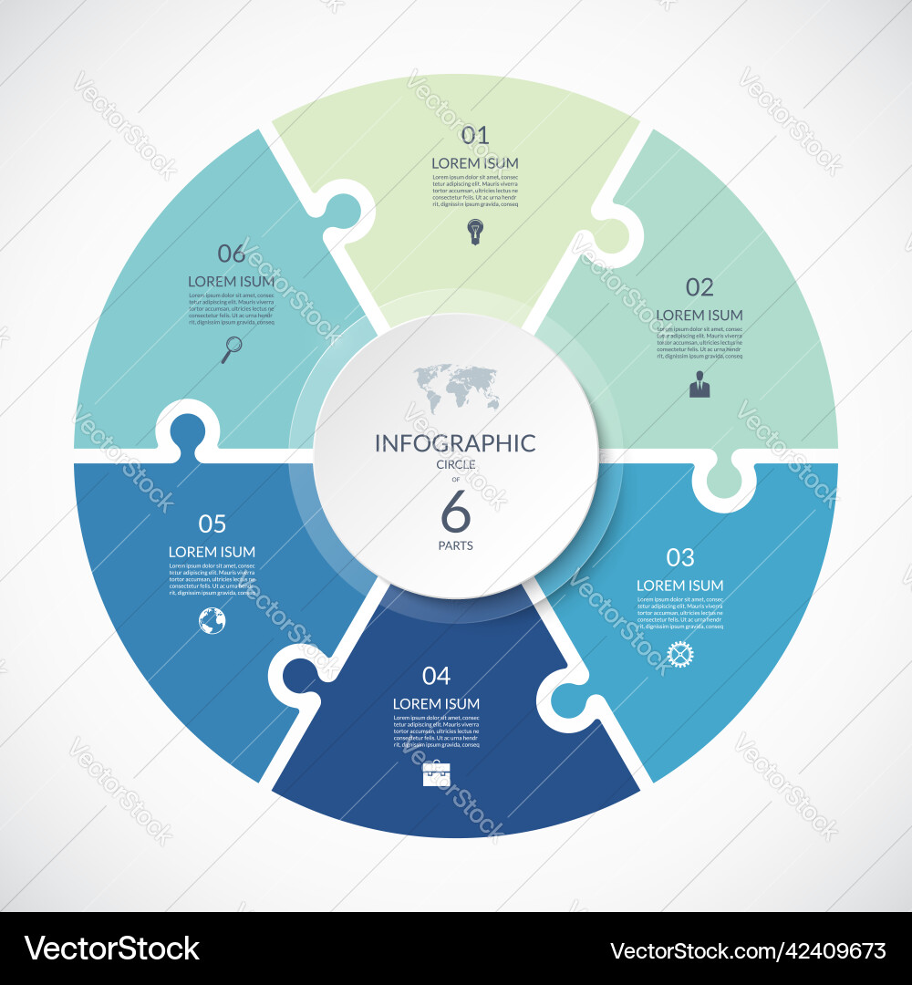 Cycle diagram with 6 parts options Royalty Free Vector Image