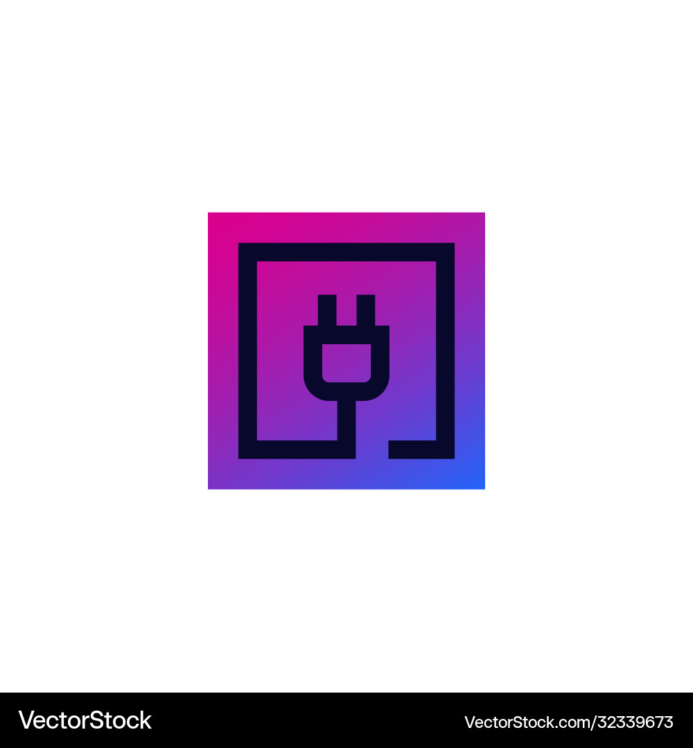 Electric Plug Icon - Square Logo Royalty Free Vector Image