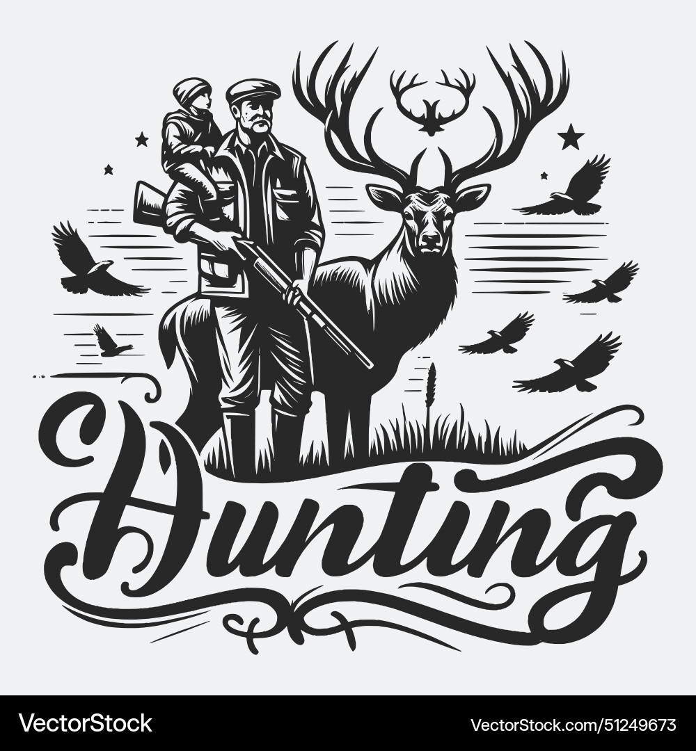 Hunting life svg silhouette bundle file Royalty Free Vector