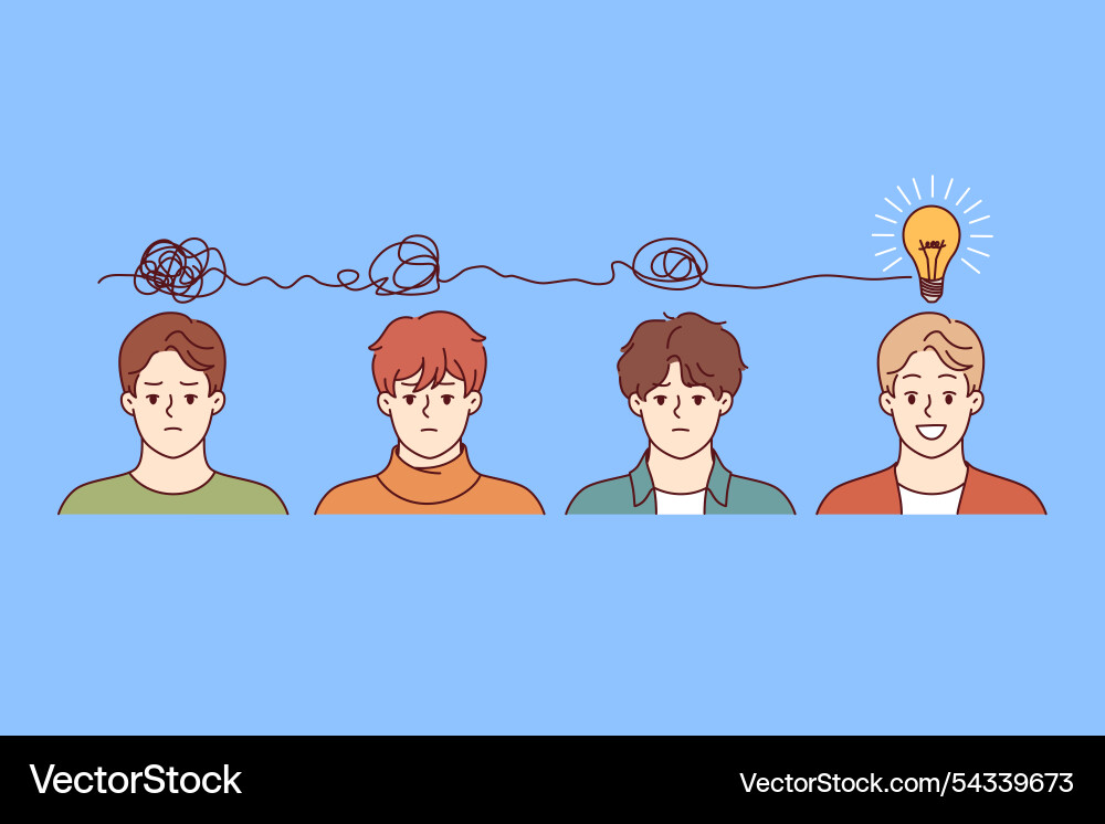 Men brainstorm together and organize chaotic Vector Image